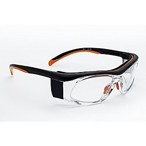 X-ray Radiation Protective Eyewear in Plastic Safety Frame - Orange/brown Color - Which Offers Excellent Protection, Large Viewing Area, Adjustable Temple Bar and Built-in Side Shields.
