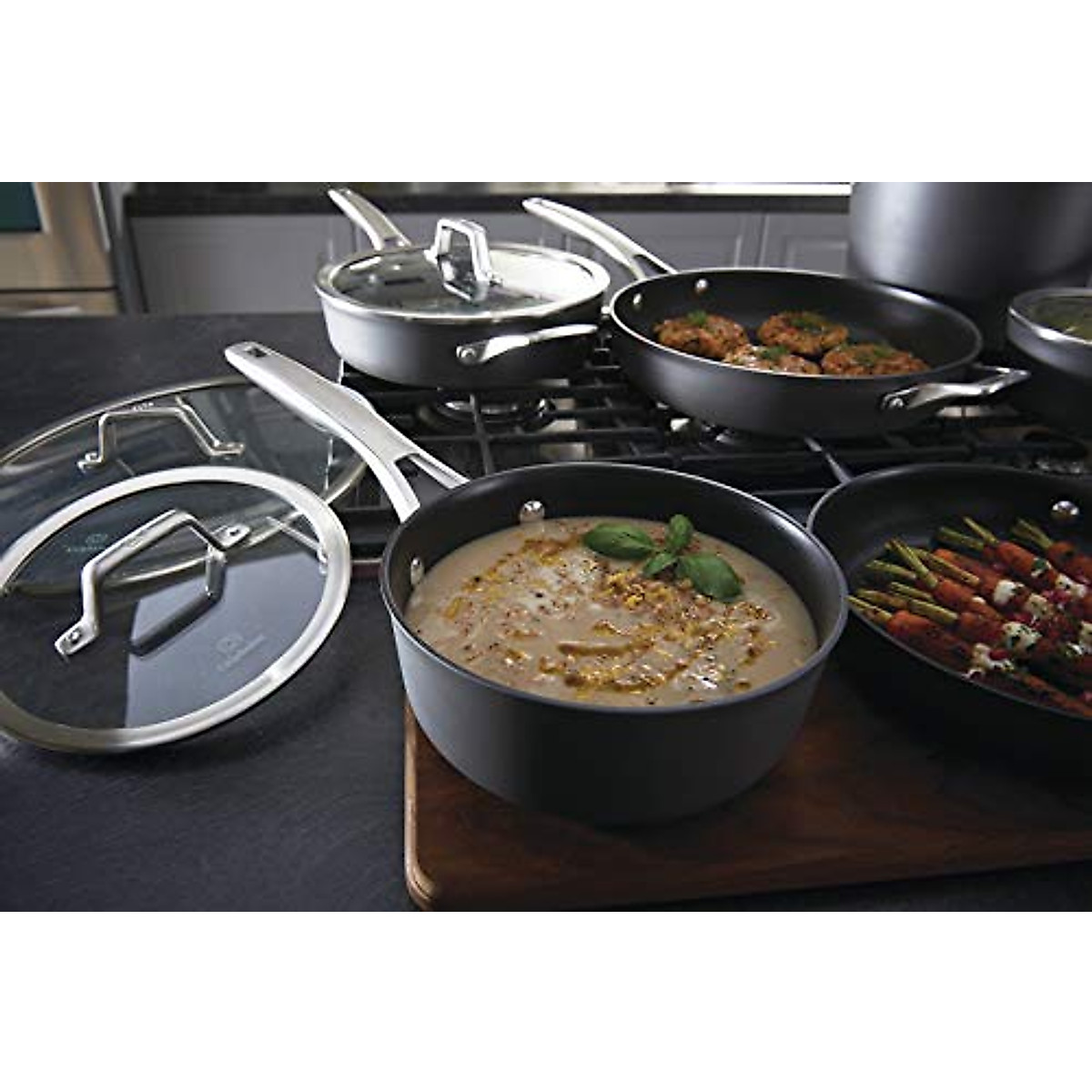 Calphalon 11-Piece Pots and Pans Set, Nonstick Kitchen Cookware with Stay-Cool Handles, Dishwasher and Metal Utensil Safe, Black