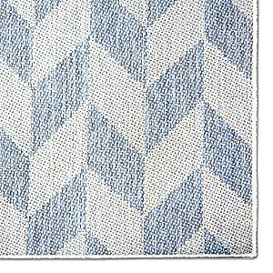 Nicole Miller New York Patio Country Calla Contemporary Herringbone Indoor/Outdoor Area Rug, Blue/Grey, 5'2"x7'2"