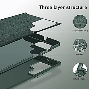 Nillkin for Samsung Galaxy S23 Ultra Case with Camera Cover, Silicone Ultra Slim Shockproof Protective Phone Case, [Microfiber Lining, Slide Camera Protection] Alpine Green