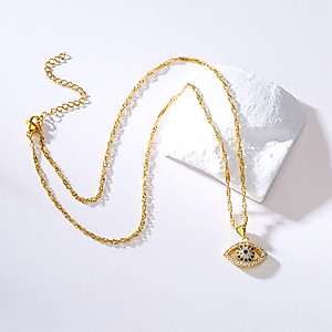 cmoonry 18K Brass Water Ripple Chain Necklace For Women AAA Cubic Zirconia Evil Eye Pendant Female Party Jewelry Christmas Gift
