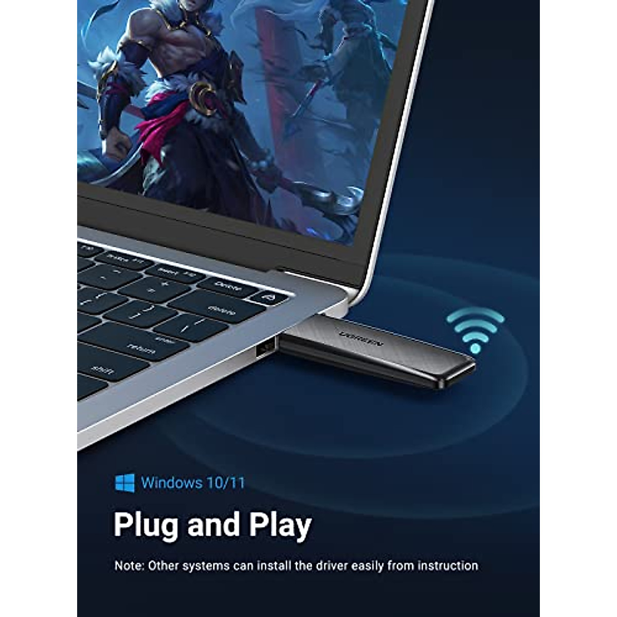 UGREEN AC1300 USB WiFi Adapter 5G 2.4G Dual Band USB 3.0 WiFi Dongle for Desktop PC Mini Wireless Computer Network Adapter Compatible with Windows 11/10/8.1/8/7, MacOS 10.11 Above