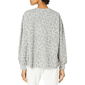Mud Pie Women's Miles Sweatshirt, Gray Leopard, Small