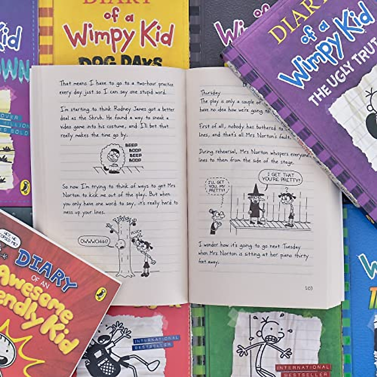 Jeff Kinney Diary of a Wimpy Kid 16 Books Collection Set, Complete Series 1-16 Books of Boxed Set, Paperback (2022030012)