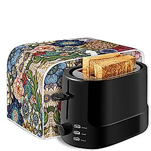 JEOCODY Bright Blossoms Toaster Covers 2 Slice Wide Slot Dustproof Fingerprint Protectors and Greasy Protection Anti-sputtering Machine Washable Women Gift