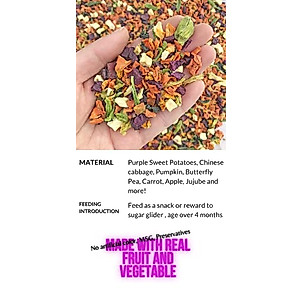 PETIVORE Premium Mixed Dried Fruit & Vegetable for Sugar Glider and Small Exotic Pet - Made with Fruits - Hamster, Squirrel, Chinchillas, Marmoset Happy Treats, Snacks and Food (35g)