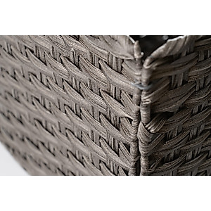 Foldable Synthetic Plastic Wicker Storage Basket with Iron Wire Frame By Blue Ridge Basket Company (Set of 2)