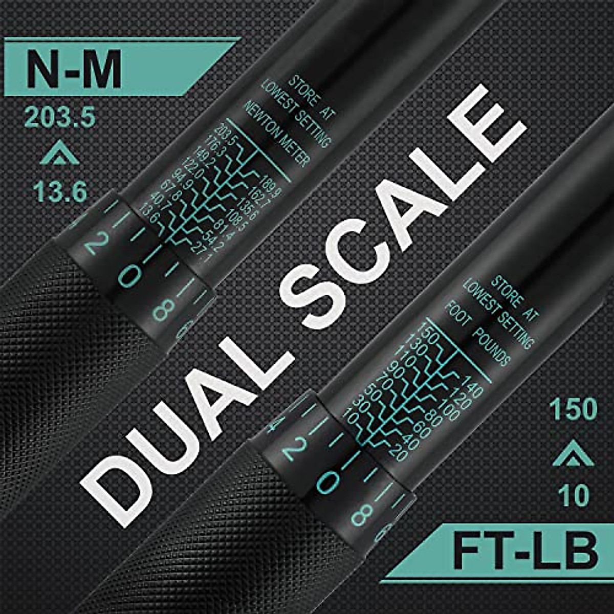 EPAuto 1/2-inch Drive Click Torque Wrench, 10-150 ft/lb, 13.6-203.5 N/m, Black