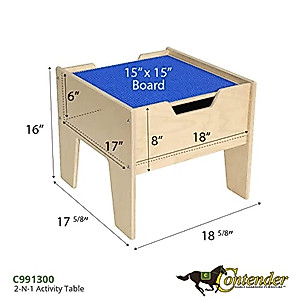 Contender C991300-B 2-N-1 Activity Table with Blue Lego Compatible Top for Toddlers and Preschool