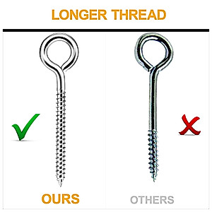 Eye Hooks Screw in Heavy Duty，304 Stainless Steel Eye Bolt，3.5 Inches Long Eye Screws Ring ，Swing Hooks for Hammock Stand, Swings Chair,Yoga , Indoor & Outdoor，Self Tapping Screws 4 Pack