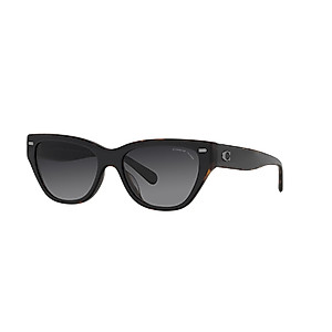 Coach HC8370U Universal Fit Sunglasses, Black/Dark Tortoise/Grey Gradient Polarized, 54 mm
