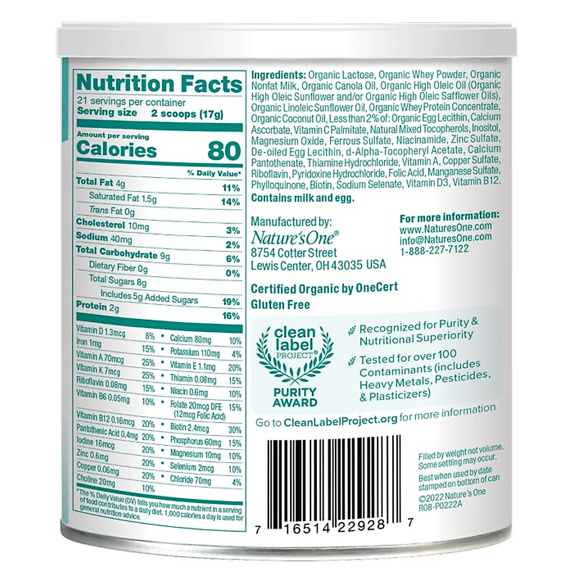 Baby's Only Organic Whey & Dairy Protein with DHA & ARA Gentle Toddler Formula, 12.7 Oz (Pack of 1) | Non-GMO | USDA Organic | Clean Label Project Verified | Tummy Gentle