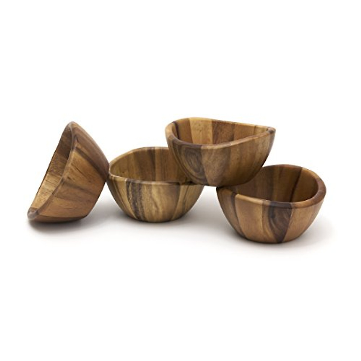 Lipper International Acacia 6 x 3 Wave Bowl Set of 4, 20 fl.oz., Brown