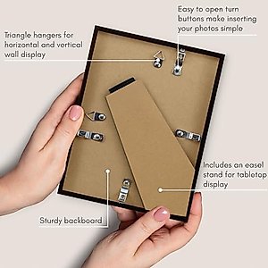 Americanflat 6x8 Picture Frame with Shatter-Resistant Glass - Use as 4x6 Frame with Mat or 6x8 Frame Without Mat - Streamline Collection - Thin Photo Frame for Wall and Tabletop Display - Black