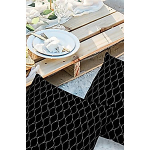 Outdoor Pillows 18x18 Waterproof Outdoor Pillow Covers, Black Wave Line Printed Polyester Throw Pillow Covers Garden Cushion Decorative Case for Patio Couch Decoration Set of 2, Black Texture