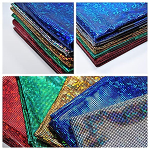 Yutone Stretch Knit Fabric 57inch Wide Decoration, Apparel, Costume Sewing Quilting Apparel Crafts Décor by Yard (Iridescent Hologram Silver 1Yard)