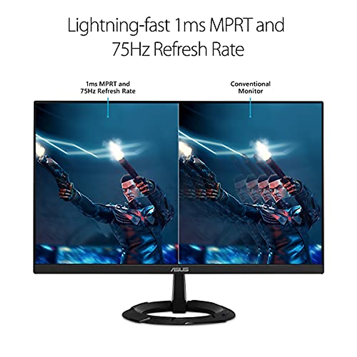 ASUS 23.8” 1080P Gaming Monitor (VZ249QG1R) - Full HD, IPS, 75Hz, 1ms, Extreme Low Motion Blur, Speakers, FreeSync, Eye Care, VESA Mountable, Ultra-Slim, DisplayPort, HDMI, Tilt,Black