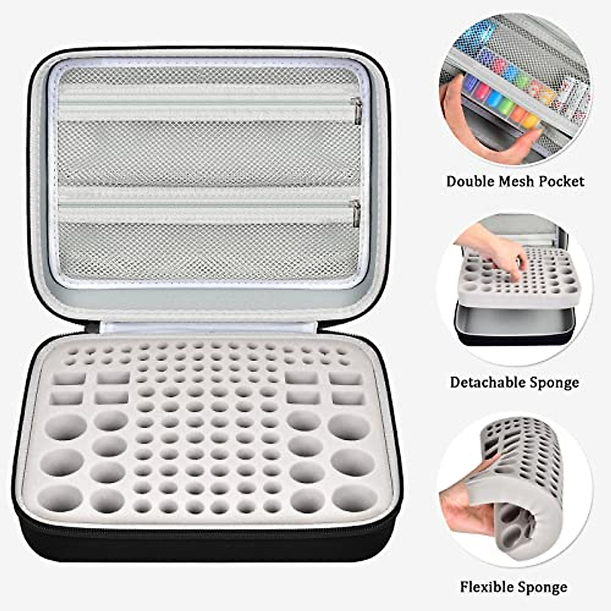 Battery Organizer Storage Case, 118+ Batteries Carrying Holder Container Box Double Mesh Pockets for AA AAA 9V C D with BT-168 Battery Tester (Batteries are Not Included)