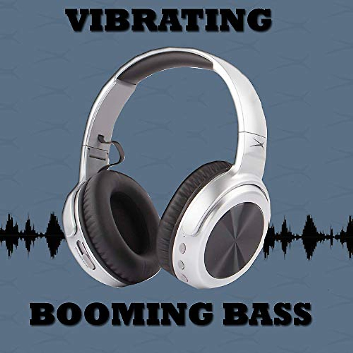 Altec Lansing MZX701- Gry Rumble Bass Boosted Over Ear Bluetooth Headphones with Omnidirectional Vibration, 10 Hour Battery Life and Voice Assistant Integration, Dynamic Bass, Grey