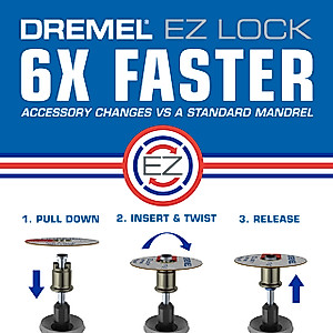 Dremel EZ406-02, EZ - Lock Starter Kit, 1 1/2-Inch (38.1 mm) Wheel Diameter, 5 piece Fiberglass Reinforced Cut-off Wheels and EZ402 mandrel included, Rotary Tool Cutting Disc Accessories