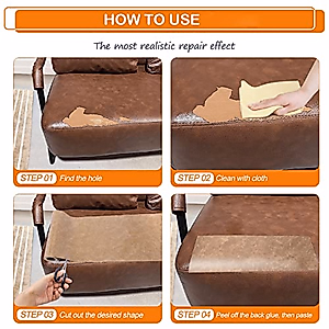 Leather Repair Tape Patches - 4 x 63 inch Self-Adhesive Leather Repair Patch for Couch - Vinyl Leather Repair Tape Kit for Furniture,Car Seat,Sofas,Chairs,Handbags,Jackets, Dark Beige