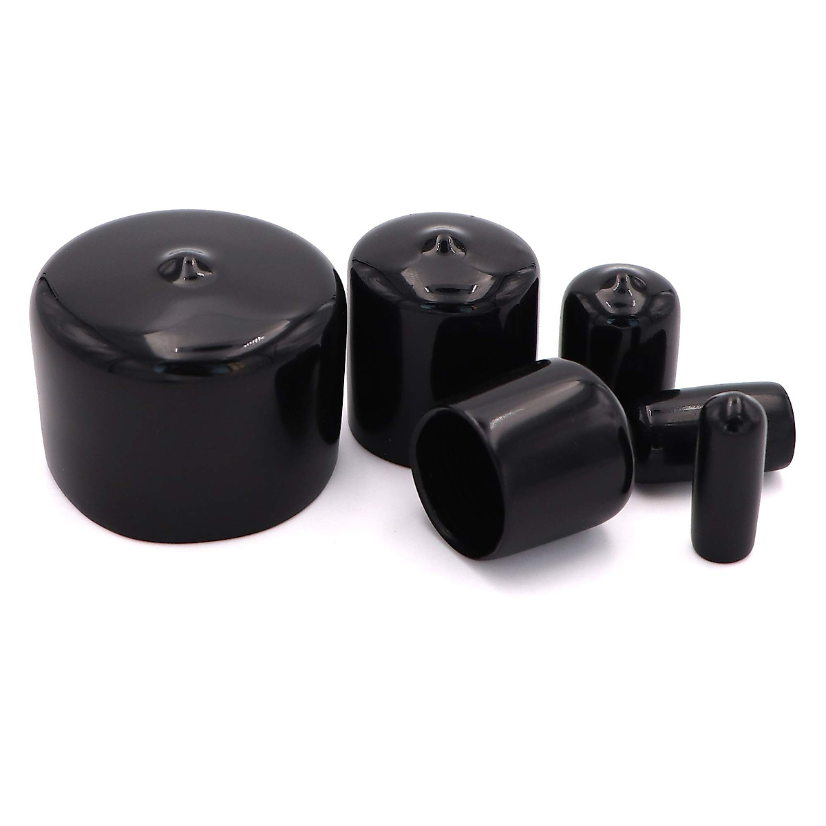 54pcs Black Pipe Post Bolt Screw Rubber Thread Protector Cover Vinyl tube End Caps,Assorted 1/4-inch to 1 1/2-inch-6 sizes