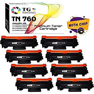 (8-Pack) TG Imaging Compatible with TN760 Toner Cartridge Replacement for Brother TN-760 (Super High Yield, 8xBlack) DCP-L2550D MFC-L2750DW HL-L2370DW Printer
