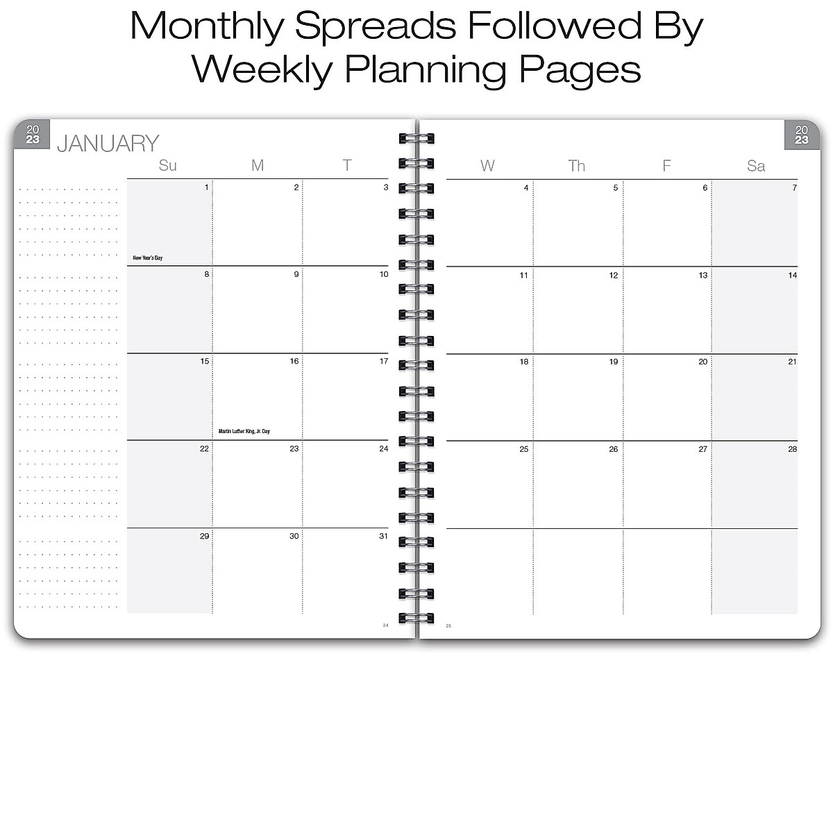 2023 Planner 8.5"x11" Monthly & Weekly - 14 Months (November 2022 Through December 2023) - Professional, Simple, Easy-to-Use Design. Black Vinyl Cover for Extra Protection