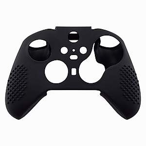 eXtremeRate Black Soft Anti-Slip Silicone Cover Skins, Controller Protective Case for New Xbox One Elite Series 2, Xbox Elite 2 Core with Thumb Grips Analog Caps