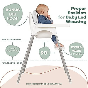 White IKEA High Chair Foot Rest Only - Bib Hook Included - Sits Flat - Compatible with Antilop Highchair - Adjustable & Dishwasher Safe - BLW Footrest Baby Led Weaning - Durable ABS Plastic 20" x 5"