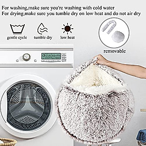 Calming Dog Beds & Cat Cave Bed with Hooded Cover,Removable Washable Round Beds for Small Medium Pets,Anti-Slip Faux Fur Fluffy Coved Bed for Improved Sleep,Fits up to 15/25 lbs (Small,20"x20")