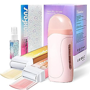 Wax Roller,Roll On Wax Kit,99% Hair Removal Rate,Roll on Wax for Larger Areas of the Body.Home Waxing Kit for Women,Soft Wax kit for sensitive Skin (pink)