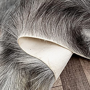 AbunHeri Reindeer Hide Rug 3 ft x 2 ft Deer Hide Rug Deer Rug Animal Skin Rugs for Bedroom Living Room Nursery Grey