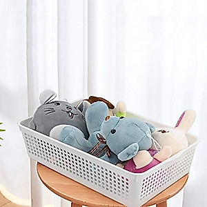 Yarebest 6-Pack Plastic Basket Tray, Shallow Paper Storage Tray, A4 Size, White