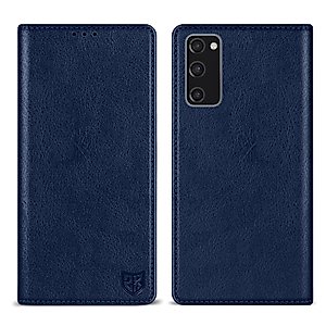ZZXX for Samsung Galaxy S20 FE 5G Wallet Case with [RFID Blocking] Card Slot Stand Strong Magnetic Leather Flip Fold Protective Phone Case for Samsung Galaxy S20 FE Case Wallet(Blue-6.5 inch)