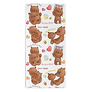 FISNAE Cute Funny Bears Mom Hand Towels Mother's Day Quote Absorbent Bathroom Towel Soft Decorative Towels for Bathroom, Hotel, Gym, Spa, Yoga 28.7 X 13.8 in