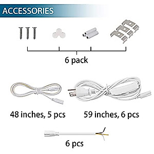 Barrina 8ft LED Shop Light, 44w 4500lm 6500K, V Shape Frosted Cover LED Shop Light 8ft, Linkable LED Garage Light, T8 LED Light Fixture for Garage Ceiling Plug and Play (Pack of 6)