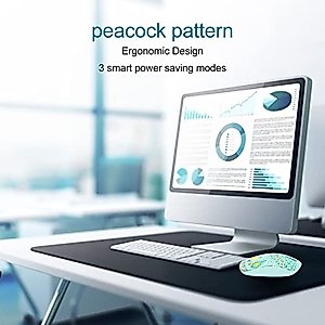 RTLR Gaming Mouse, 1500 DPI, Peacock Pattern Ergonomic Design, Stable and Efficient Wireless Mouse for Laptop Desktop Computer