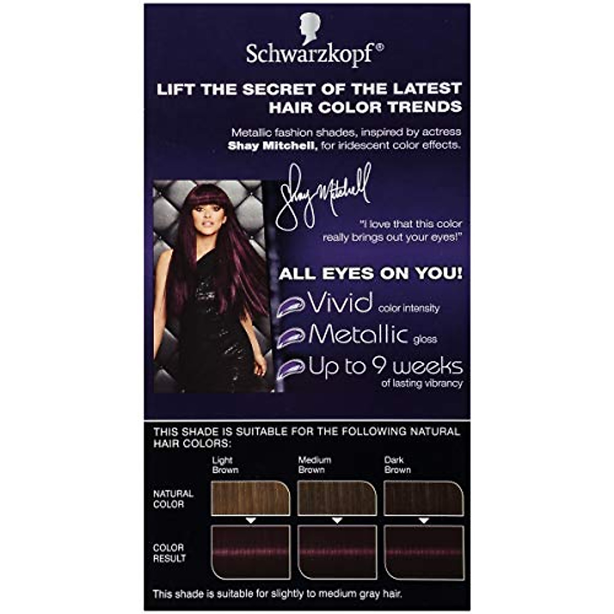Schwarzkopf Color Ultime Metallic Permanent Hair Color Cream, 4.3 Metallic Violet.