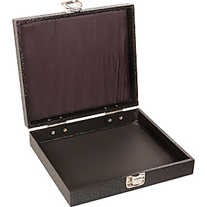 Black Square Jewelry Case (Single Metal Latch) w/ 1 Tray Insert (Black Foam 12 Gem Jar Insert)