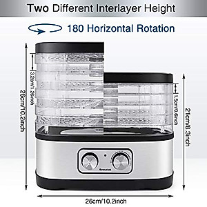 Seeutek Food Dehydrator Machine for Beef Jerky, Fruits, Vegetables Electric Dryer Machine with 5 BPA-free Trays, Adjustable Temperature Control, Recipe Book & 4PCS Reusable Storage Bags