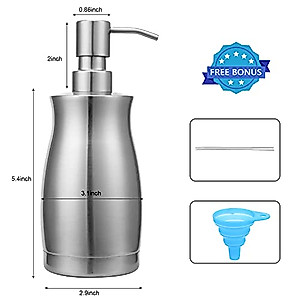 Haitis 14.0 Oz/410 ml 304 Brushed Stainless Steel Manual Liquid Soap Dispenser, Hand Soap Dispenser, Stainless Large Pump Head, Anti-Rust and Leak Proof, for Bathroom, Kitchen Sink, Washroom, 1 Pack