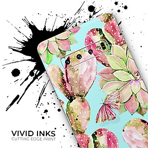 DesignSkinz Watercolor Cactus Succulent Bloom V3 Protective Vinyl Decal Wrap Skin Cover Compatible with The Samsung Galaxy S20 (Screen Trim & Back Glass Skin)
