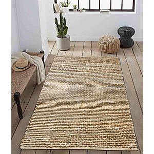 The Home Talk Handmade Jute Area Rug 3'x5' Jute Braid Rug Perfect for Rustic, Farmhouse, Bohemian Floormat Soft and Durable Carpets for Living Room Décor, Bedroom, Dining Room - Natural