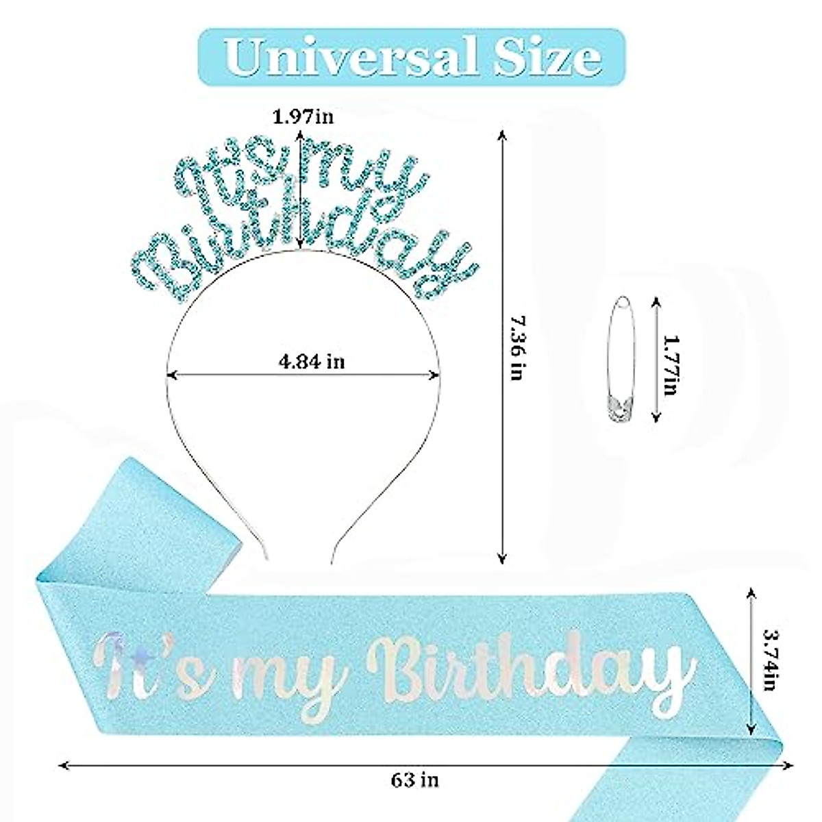 Araluky Blue Happy Birthday Crowns for Women IT'S MY BIRTHDAY Alloy Headband with Its My Birthday Sash and Tiara for Women Birthday Headband Tiaras for Women Girls Parties Favors Costume Birthday Gift