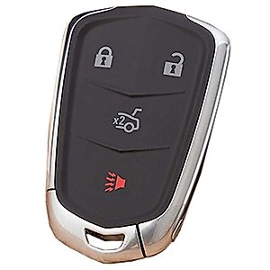 Smart Key Fob Case Shell Fit for 2015-2019 Cadillac Escalade CTS SRX XT5 ATS STS CT6 4 Buttons Keyless Entry Remote Control Car Key Fob Cover Casing Replacement (Black)