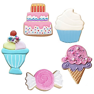 Candy and Sweets Cookie Cutters 5-Pc. Set Made in the USA by Ann Clark, Candy, Cupcake, Ice Cream Cone, Cake, Ice Cream Sundae