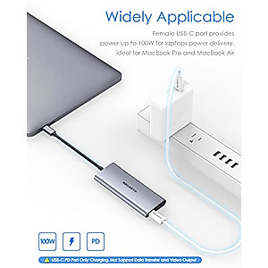 LENTION USB-C Multi-Port Hub with 4K HDMI Output, 100W PD, 4 USB 3.0 Compatible 2023-2016 MacBook Pro, New Mac Air & Surface, Chromebook, More, Stable Driver Adapter (CB-C35, Space Gray)