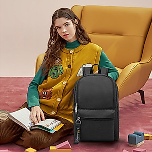 OMOUBOI Small Causal Daypack Travel Laptop Backpack Fits 14" Laptop School Backack for Women Men (Black)