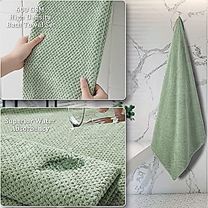Bathroom Towel Set Green 4 Pack-35x70 Towel,600GSM Ultra Soft Microfibers Bath Towel Set Extra Large Plush Bath Sheet Towel,Highly Absorbent Quick Dry Oversized Towels Spa Hotel Luxury Shower Towels